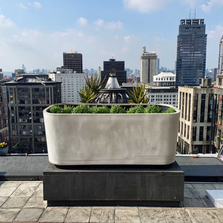 Outdoor Large GRC Flower Pot Rectangular Concrete Garden Planter GRP H ...